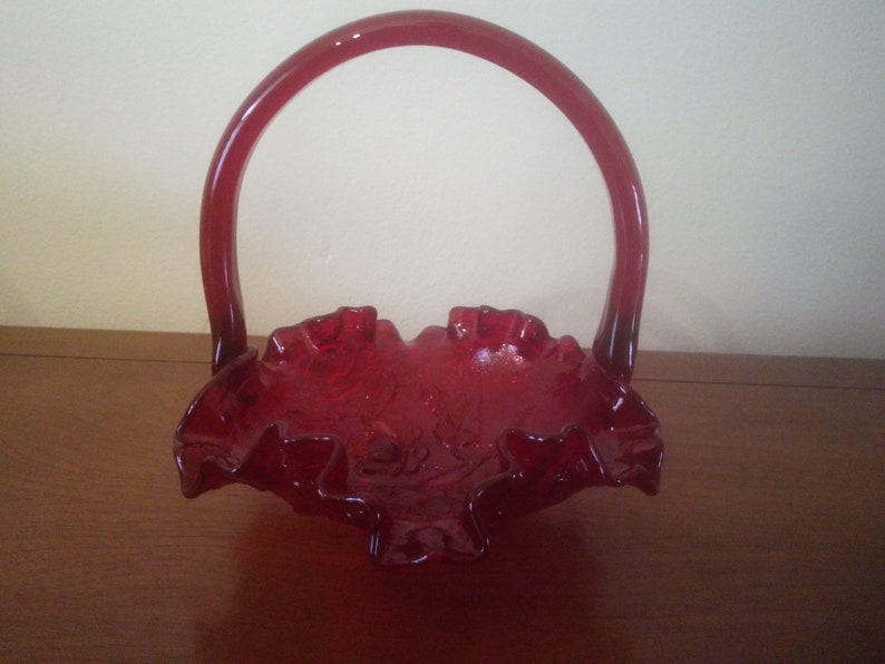 Vintage Fenton Ruby Red Basket Vintage Red Ruffled Edge | Etsy