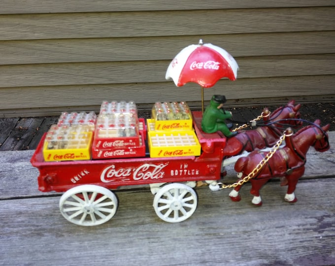 Vintage Cast Iron Coca Cola Horse Drawn Carriage or Wagon - Etsy
