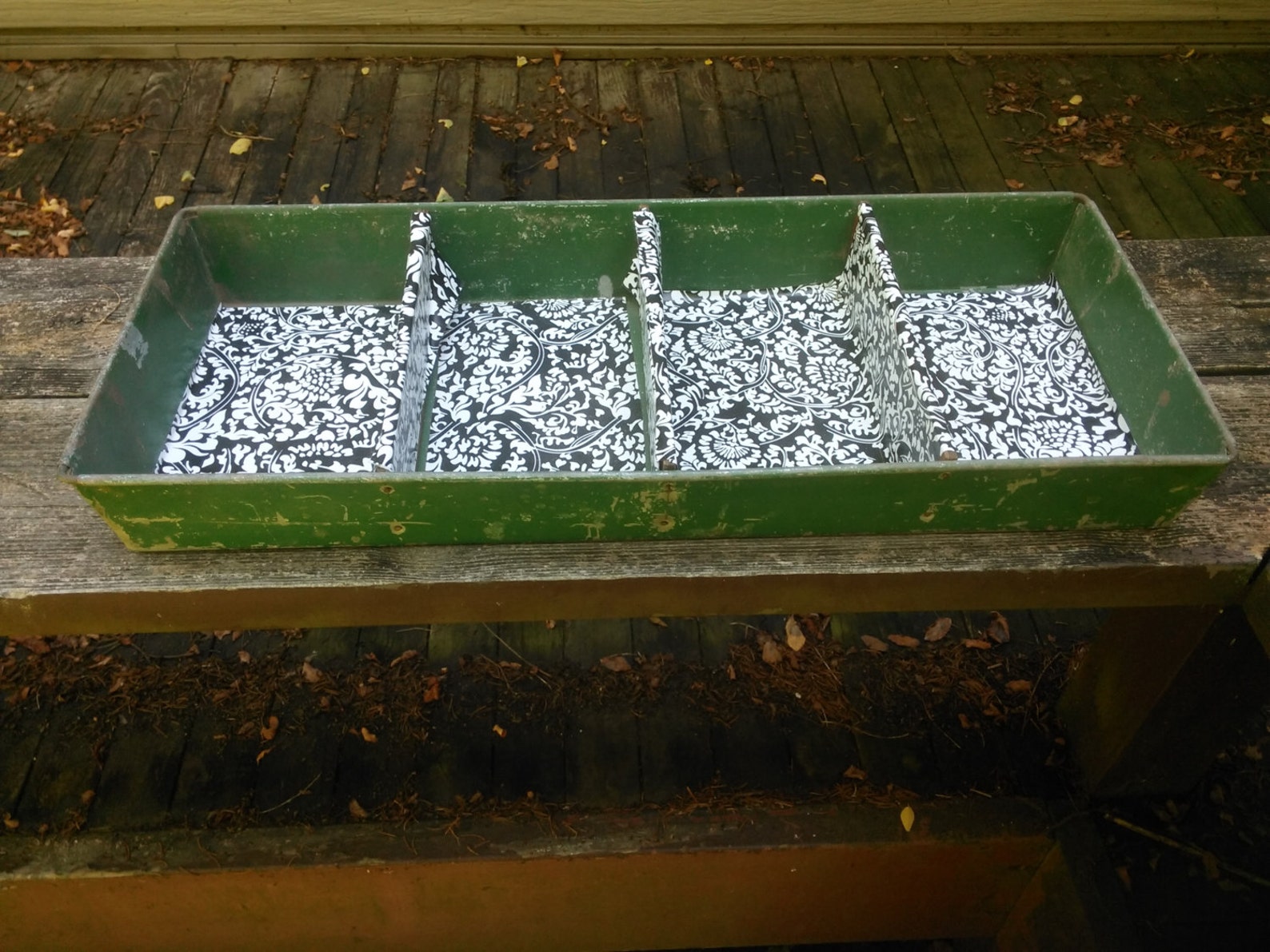 Vintage Industrial Green Tray - Primitive Green Storage Tray ...