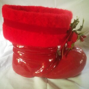 Vintage Christmas Boots Cardboard Santa Boots Red Boots Santa Boot Red ...