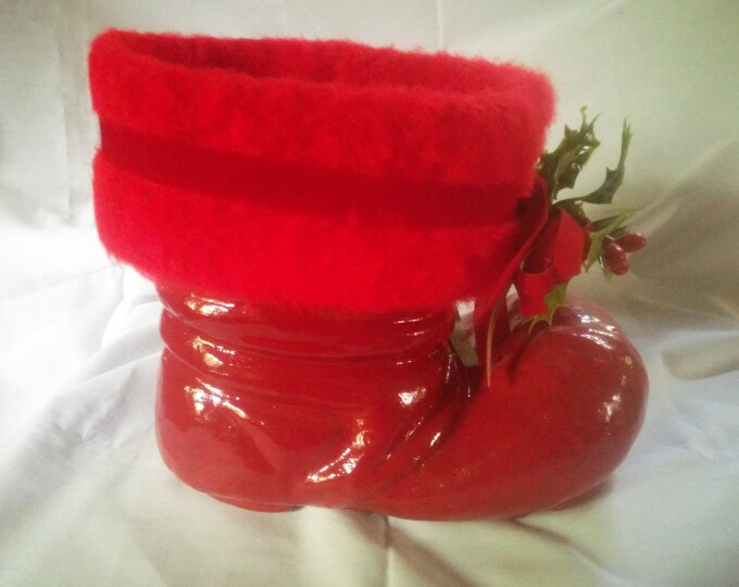 Vintage Christmas Boots - Cardboard Santa Boots - Red Boots - Santa ...