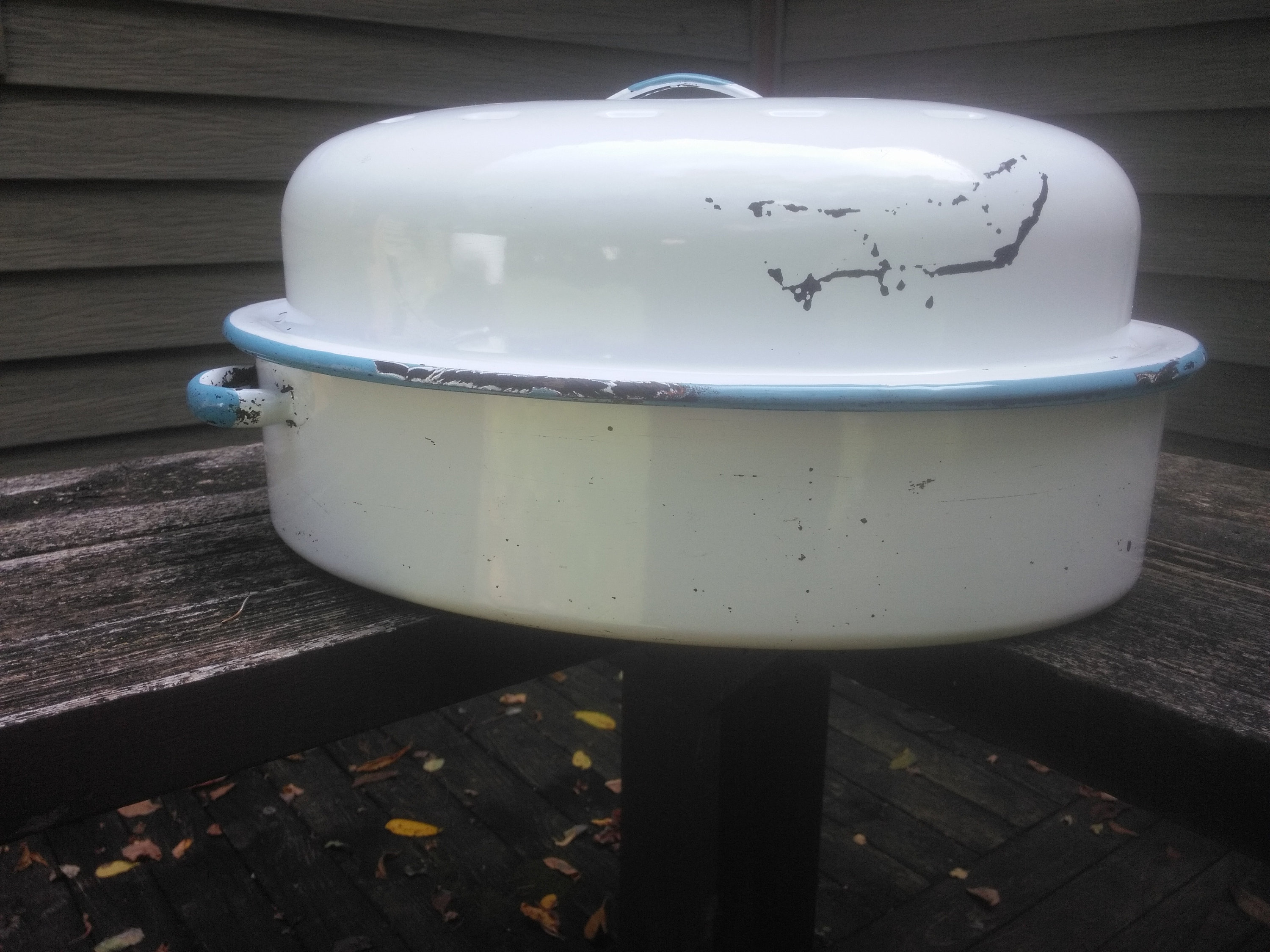 Vintage Enamelware Roasting Pan Roasting Pan White Roaster | Etsy