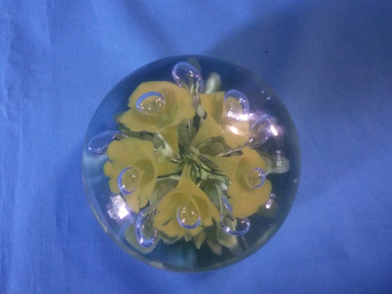 Beautiful Vintage Paperweight With Yellow Flowers Floral - Etsy