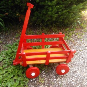 Vintage Red Wagon - Small Wagon - Red Wagon - Wagon With Wood Sides ...
