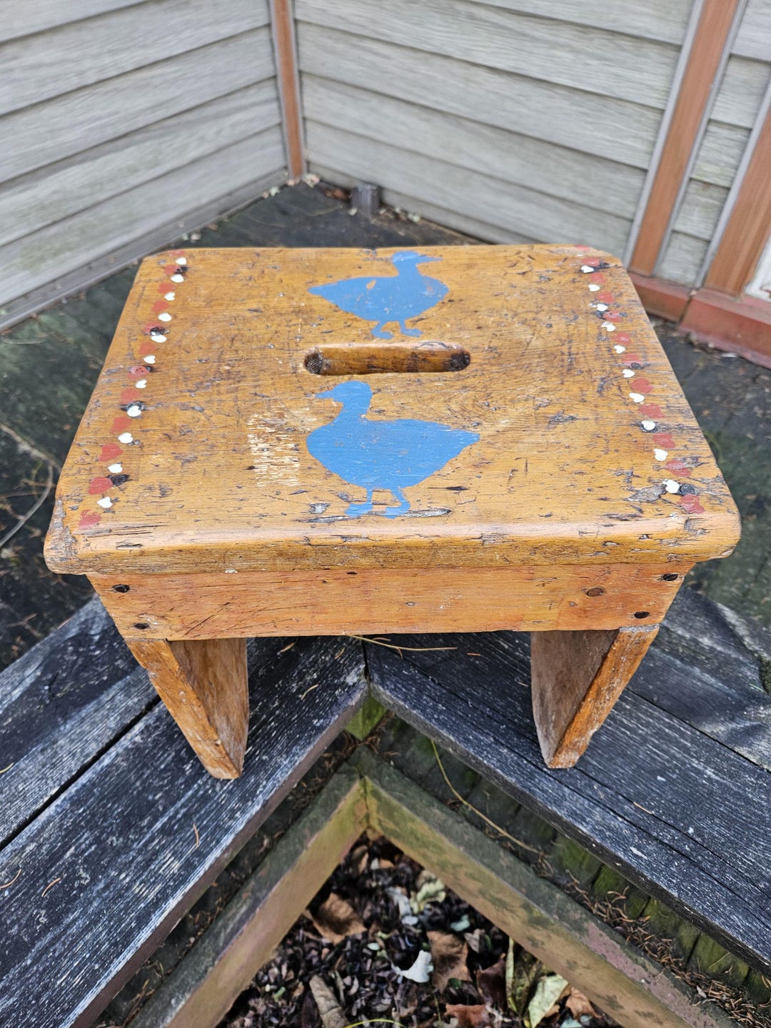 Vintage Primitive Wood Step Stool - Plant Stand - Primitive - Rustic ...
