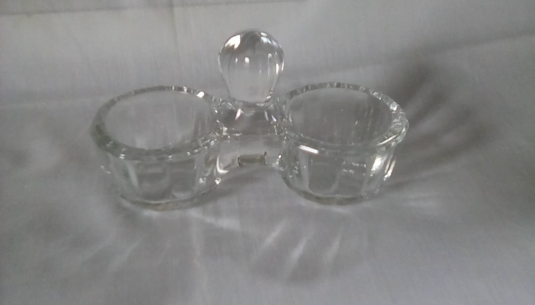 Vintage Double Salt Cellar - Glass Salt Cellar - Salt - Salt Dip - Salt ...