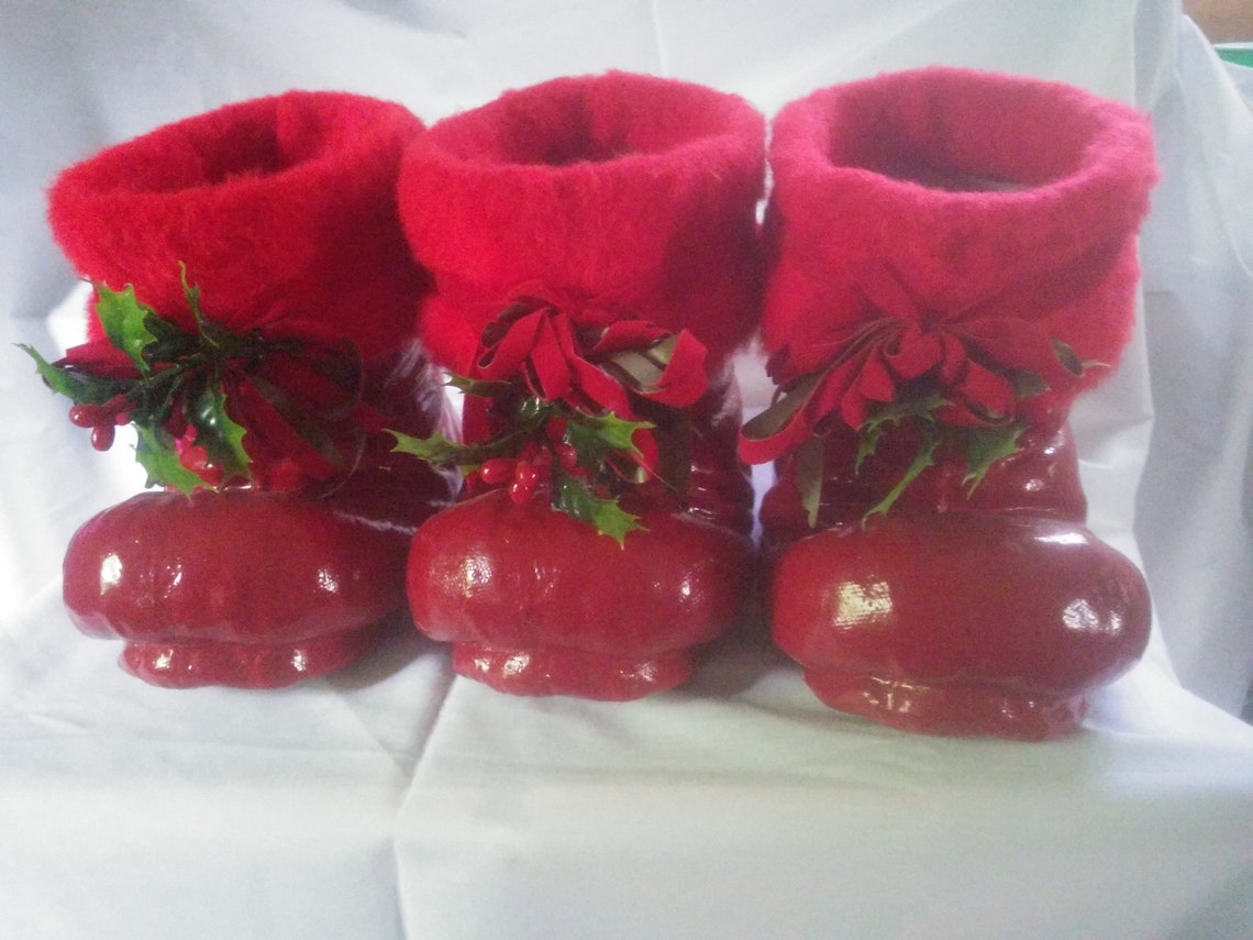 Vintage Christmas Boots Cardboard Santa Boots Red Boots - Etsy
