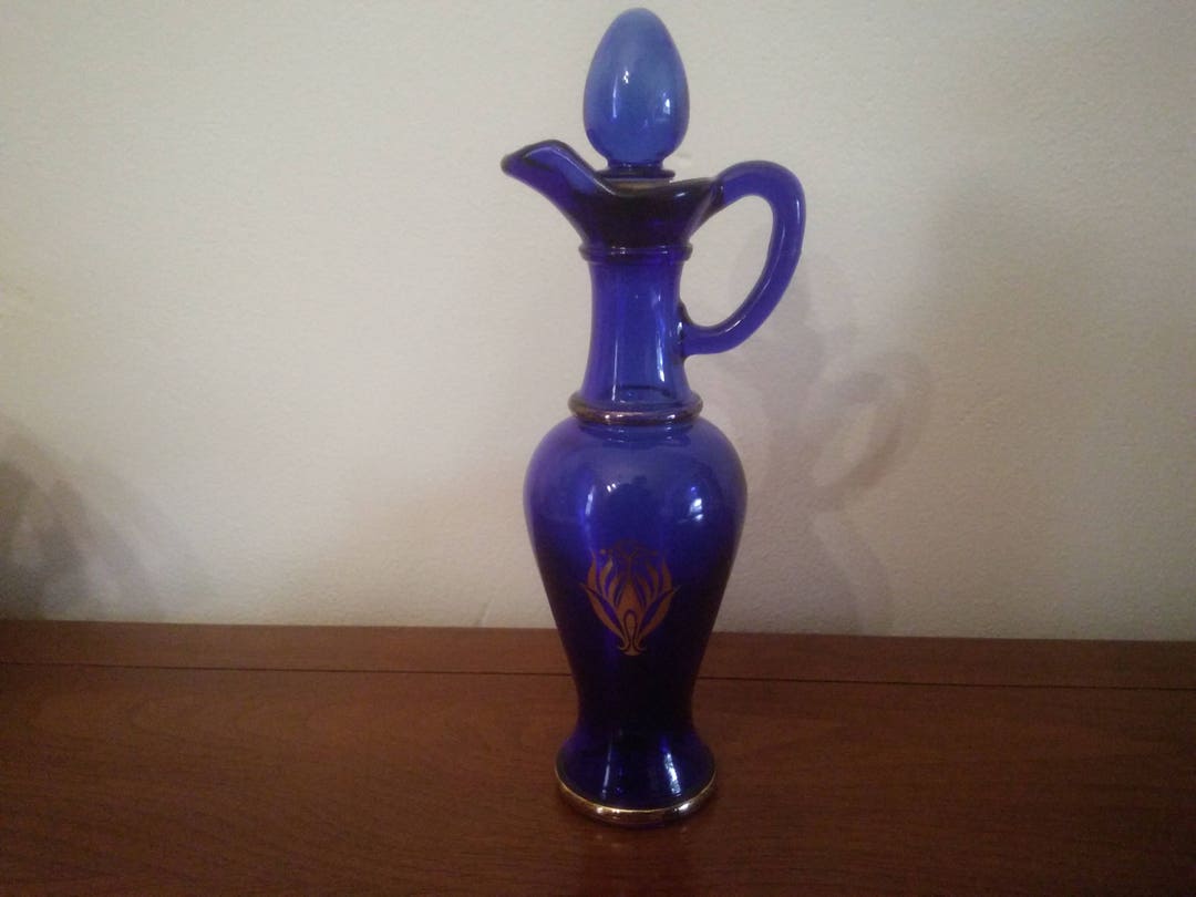 Vintage Cobalt Blue Bottle - Blue Urn - Blue Decanter - Cobalt Blue ...