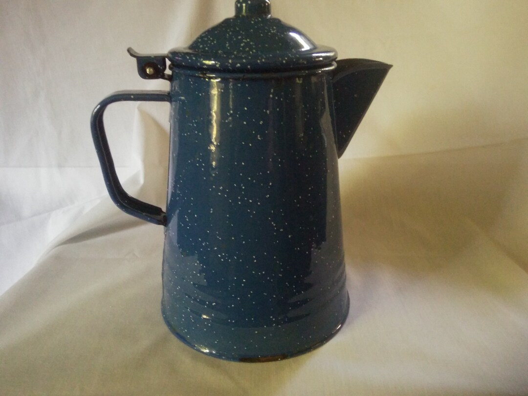 Vintage Enamelware Coffee Pot - Coffee Pot - Camping Coffee Pot ...