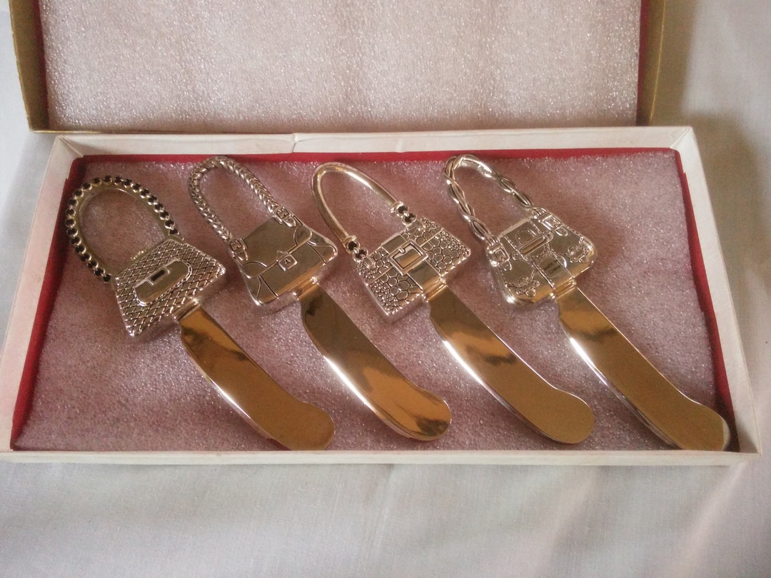 Vintage Set of Four Cheese Spreaders - Purse Cheese Spreaders - Cheese ...
