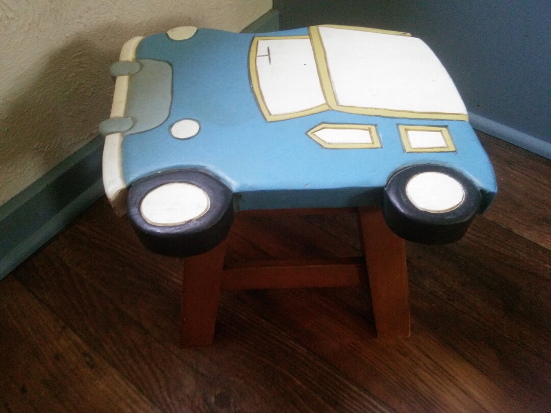 Vintage Wood Decorative Car Step Stool - Car Wood Stool - Step Stool ...