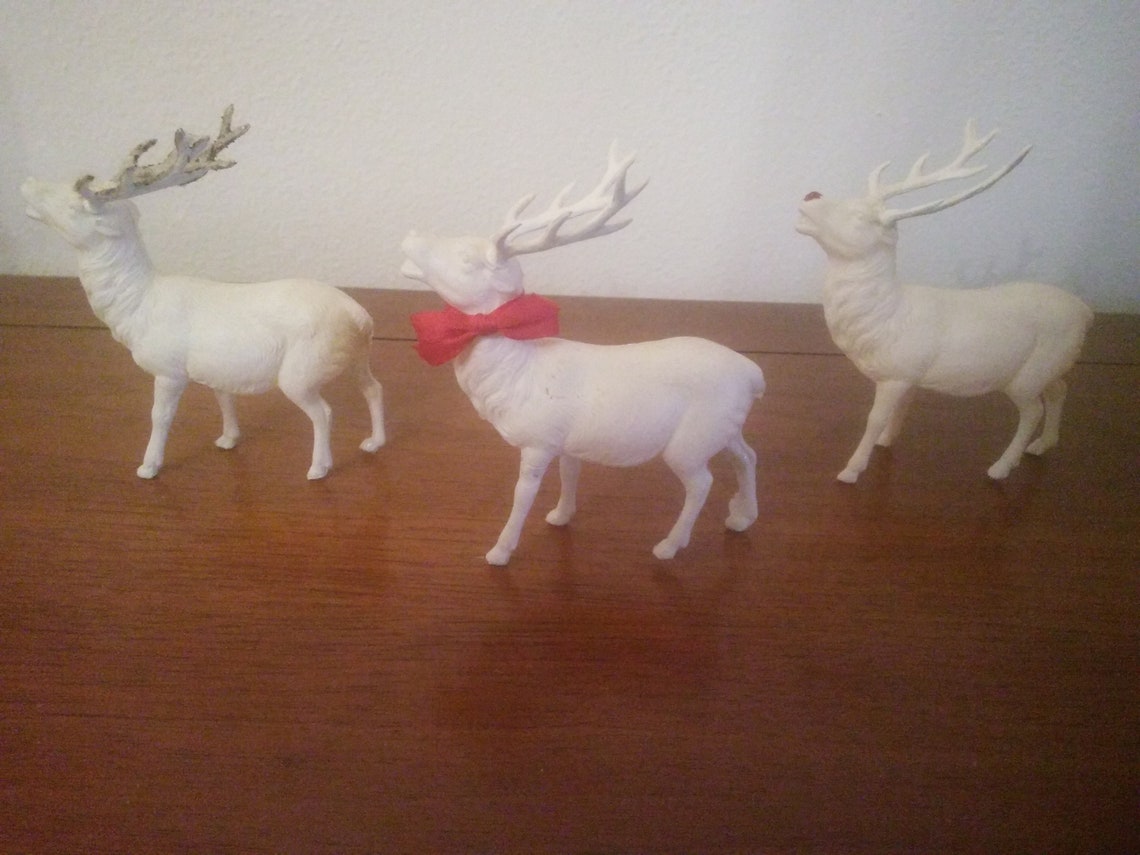 Vintage Set of Three Celluloid Deer Set Vintage Plastic Deer | Etsy