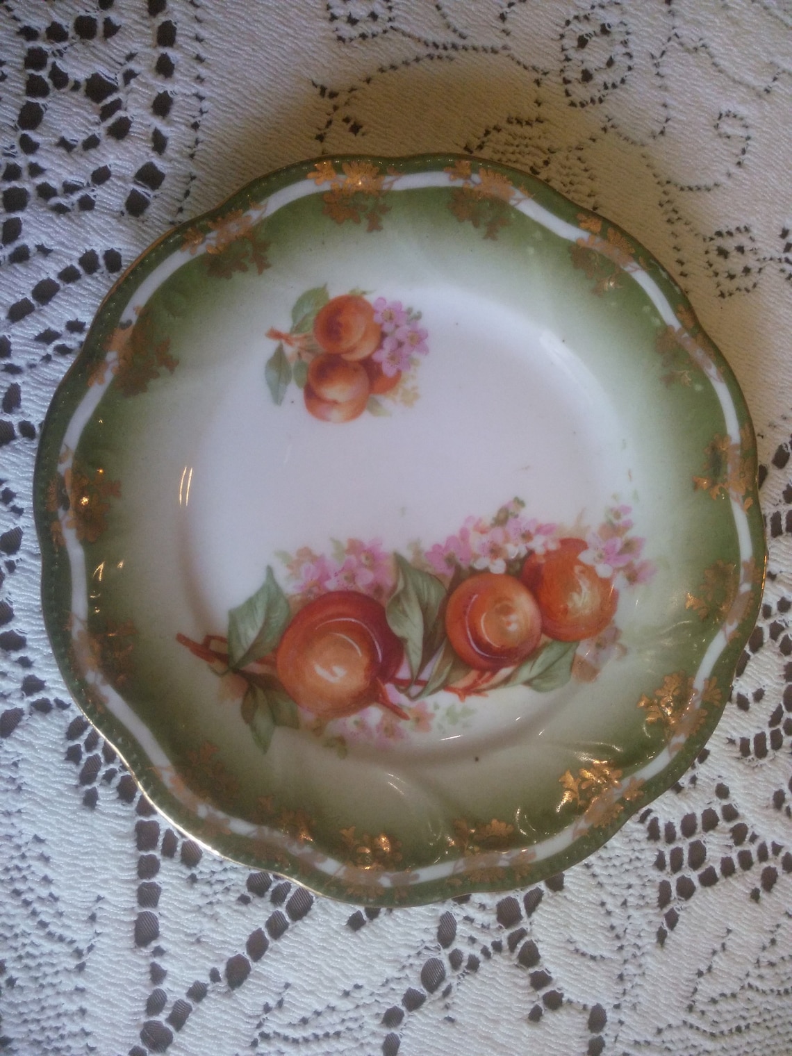 Beautiful Vintage Hand Painted Plate Peach Pattern Plate | Etsy