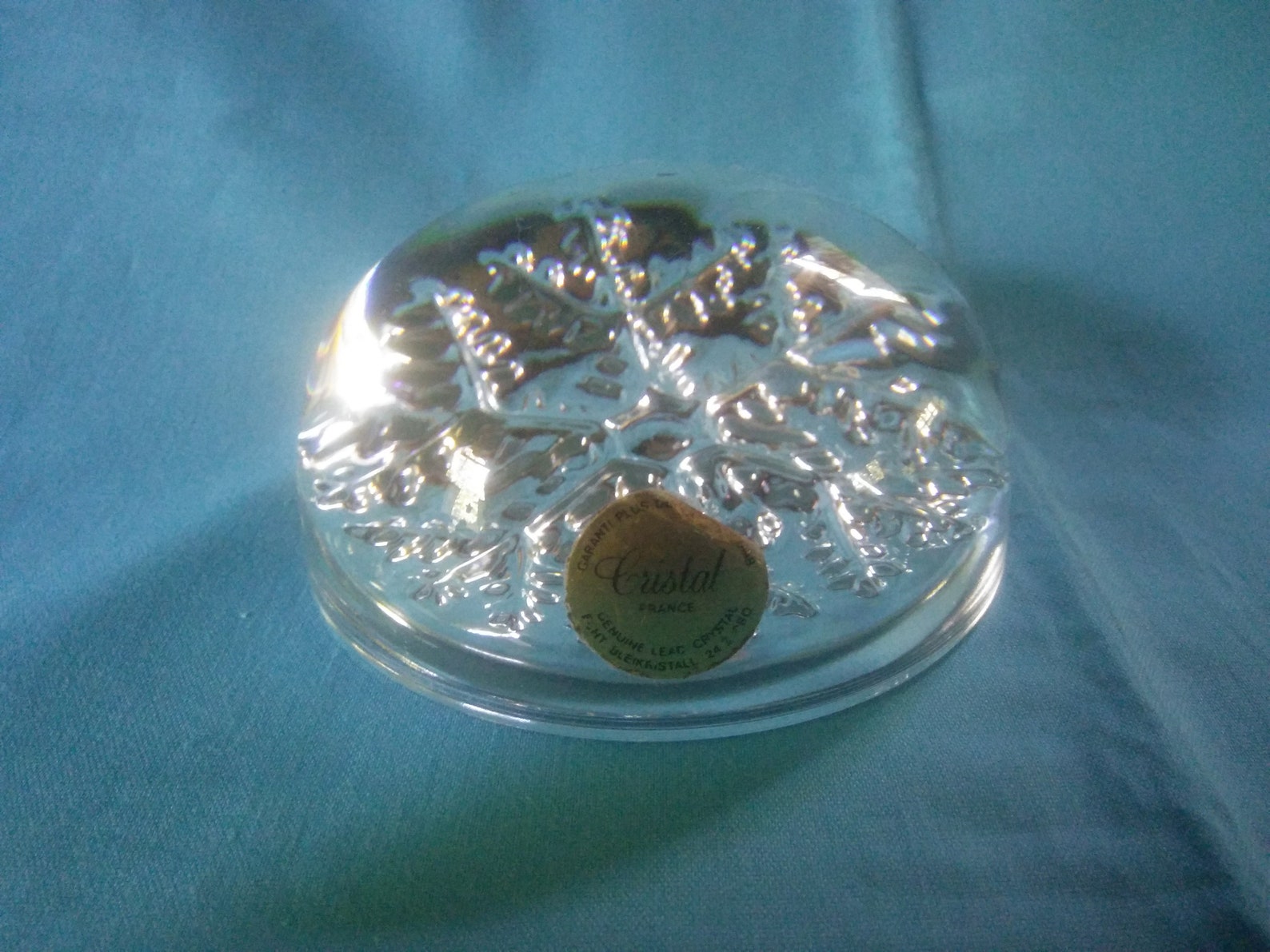 Vintage Snowflake Paperweight Cristal France Paperweight - Etsy