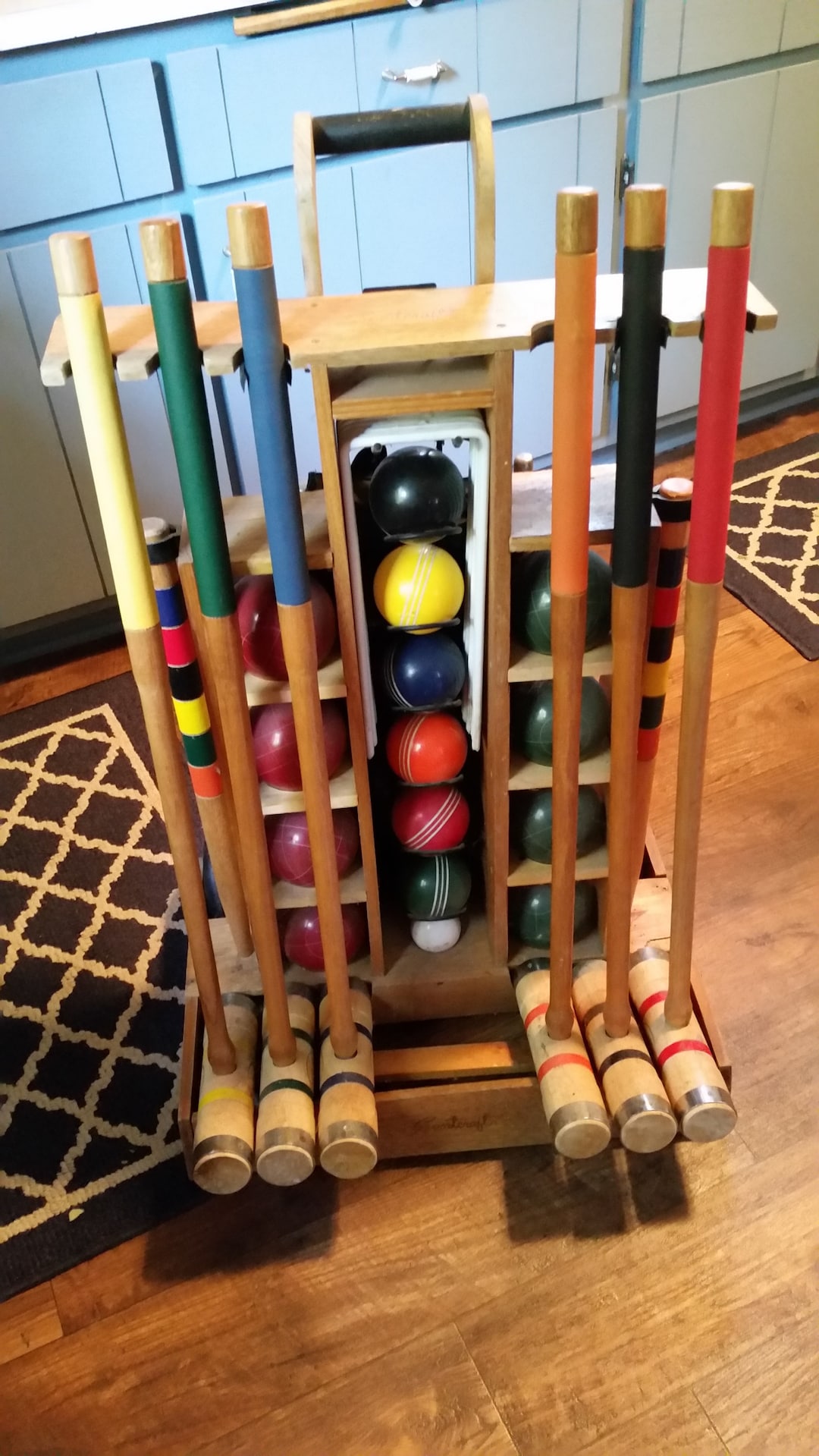 Vintage Sportcraft Six Player Croquet Set With Wheeled Holder - Etsy