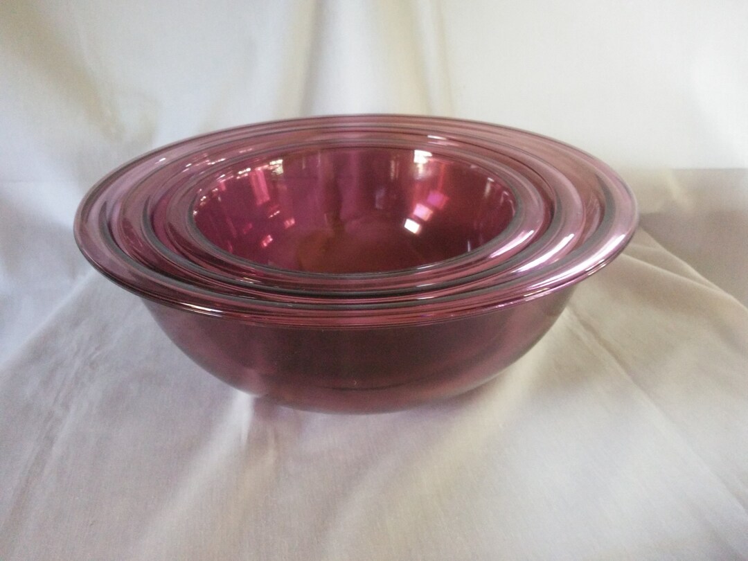 Vintage Pyrex Nesting Mixing Bowl Set Pyrex Bowls Cranberry Pyrex ...