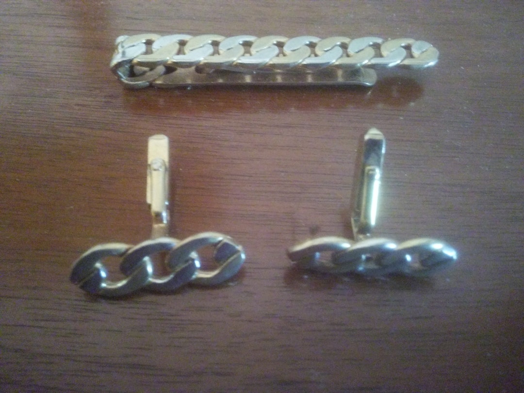 Vintage Swank Tie Bar and Cuff Links Set - Tie Clasp - Cuff Links - Tie ...