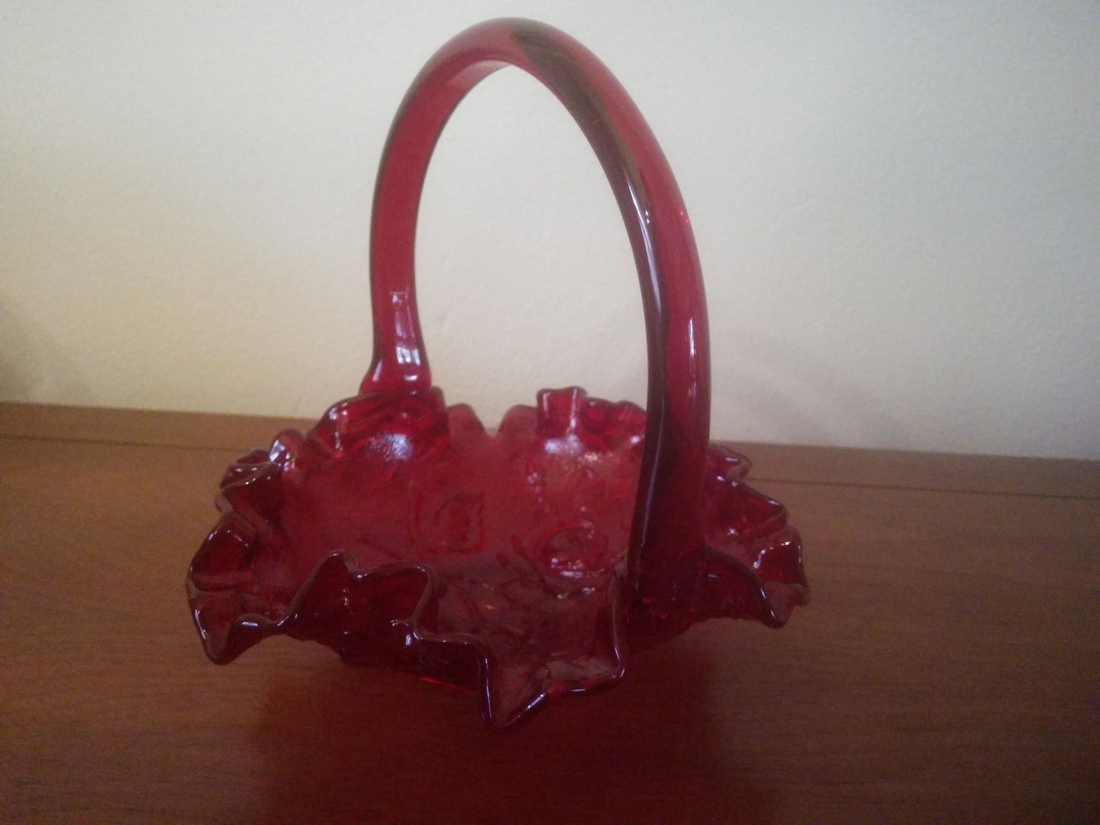 Vintage Fenton Ruby Red Basket Vintage Red Ruffled Edge | Etsy