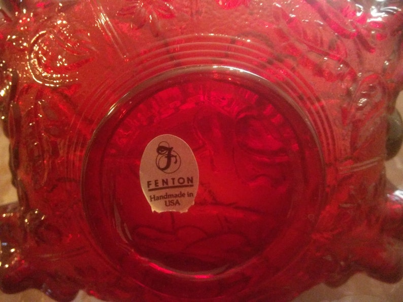 Vintage Fenton Ruby Red Basket - Vintage Red Ruffled Edge Basket ...
