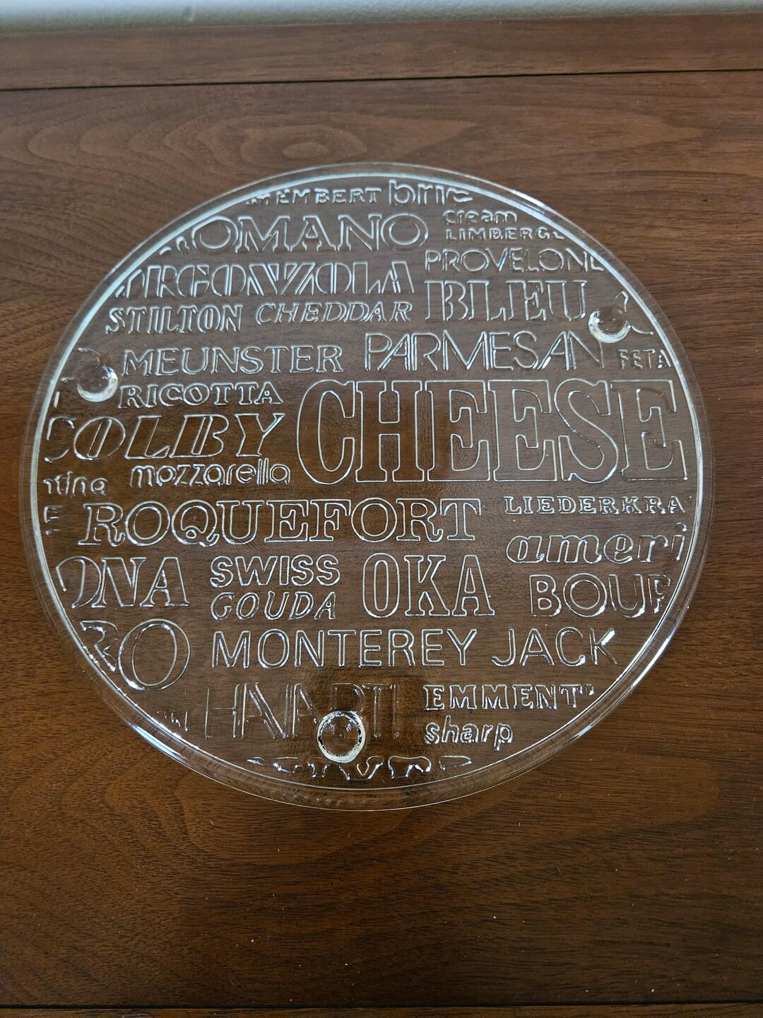 Vintage Clear Glass Cheese Tray - Charcuterie - Cheese Plate - Serving ...