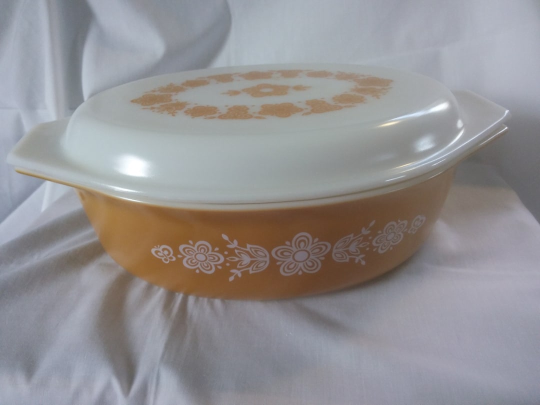 Vintage Pyrex Butterfly Gold Baking Dish - Vintage Pyrex - Butterfly ...