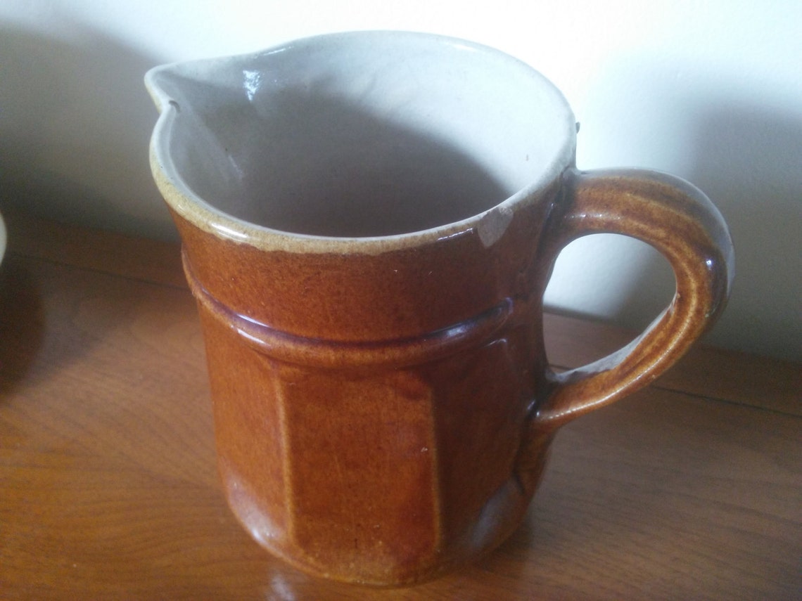 Vintage Brown Stoneware Pitcher Pitcher Stoneware Pitcher - Etsy