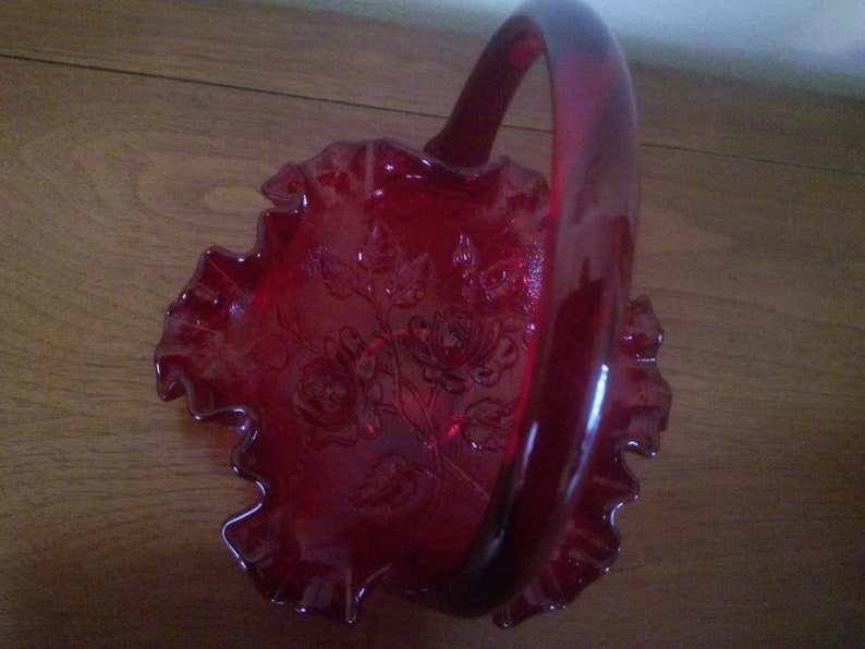Vintage Fenton Ruby Red Basket Vintage Red Ruffled Edge | Etsy
