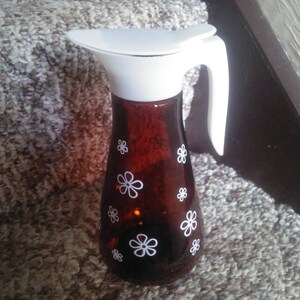 Vintage Brown Glass Syrup Pitcher - Family Size Syrup Pitcher - Syrup ...