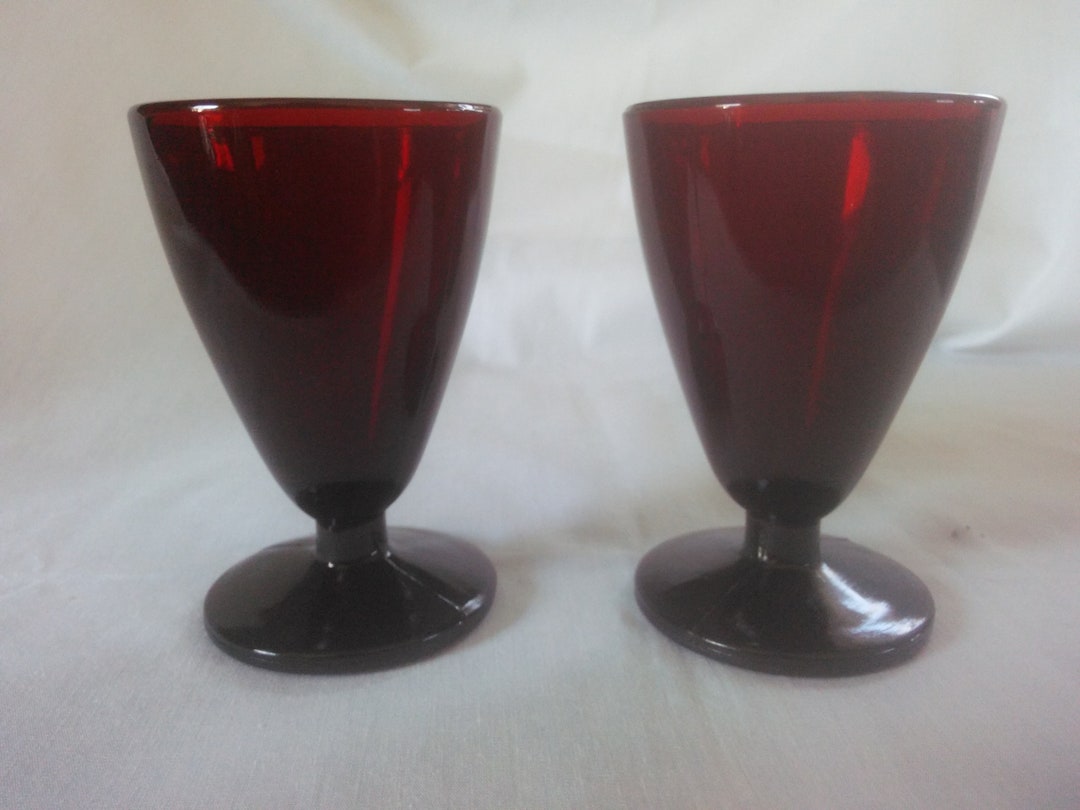 Vintage Pair of Ruby Red Glasses - Shot Glasses - Ruby Red Shot Glasses ...
