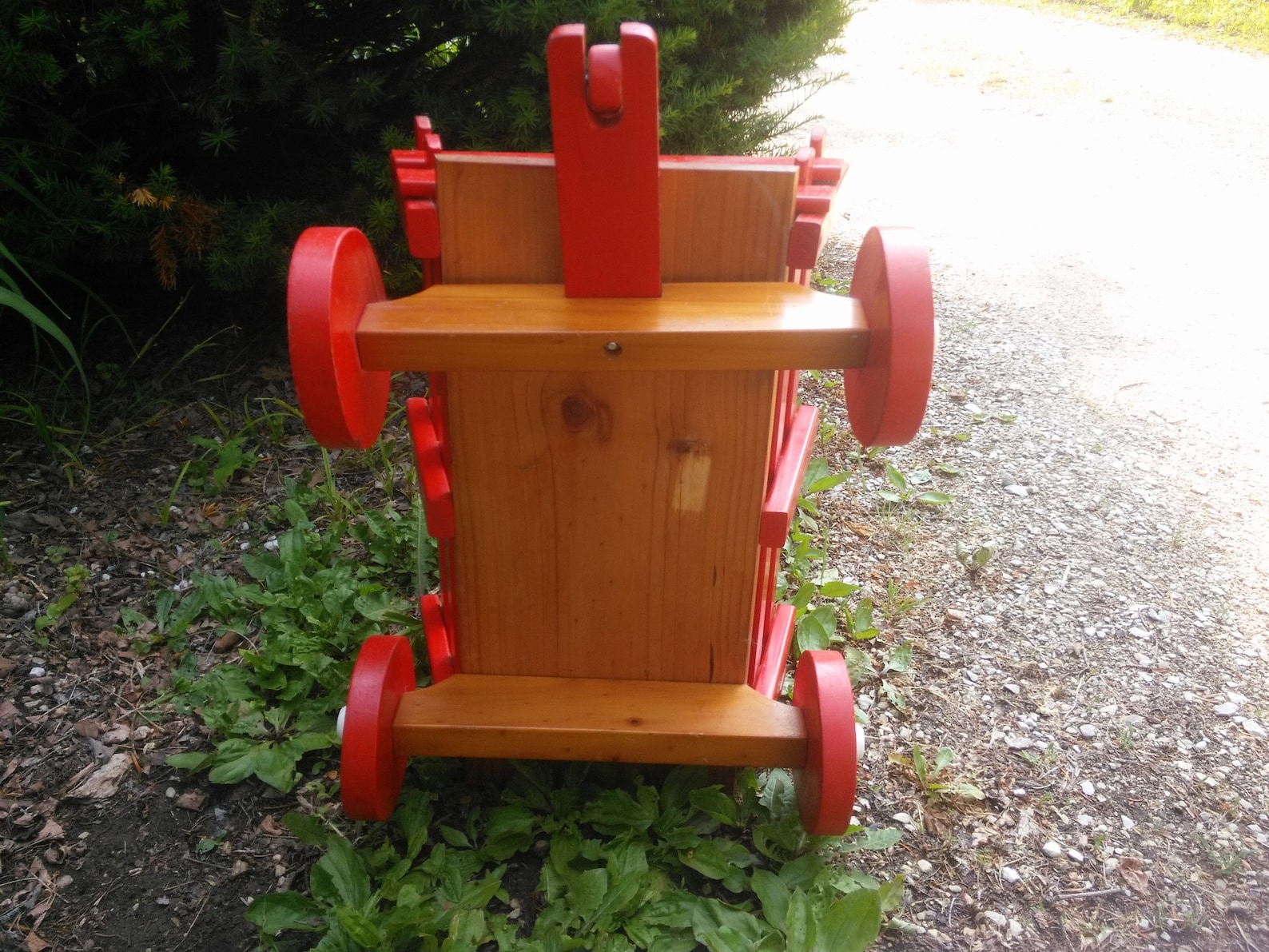 Vintage Red Wagon - Small Wagon - Red Wagon - Wagon With Wood Sides ...
