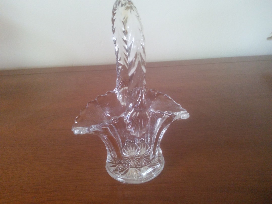 Vintage Clear Glass Basket - Vintage Basket - Glass Basket - Clear ...