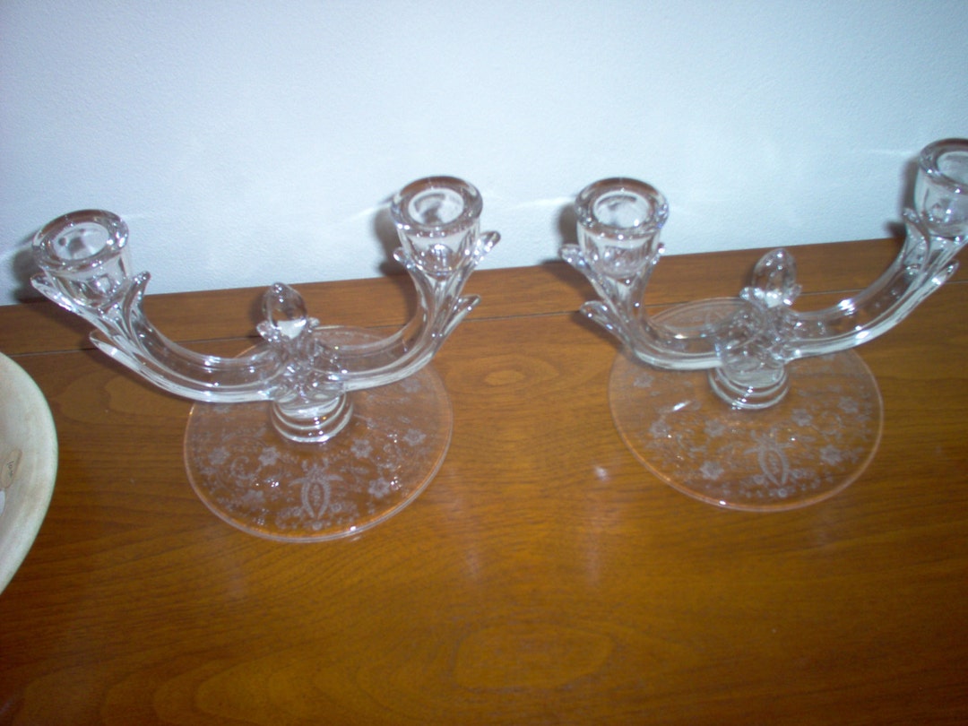 Beautiful Vintage Duncan Miller Prelude Pattern Candle Holders - Candle ...