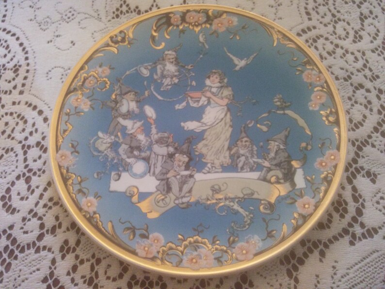 Beautiful Snow White and the Seven Dwarf Plate Large Painted - Etsy