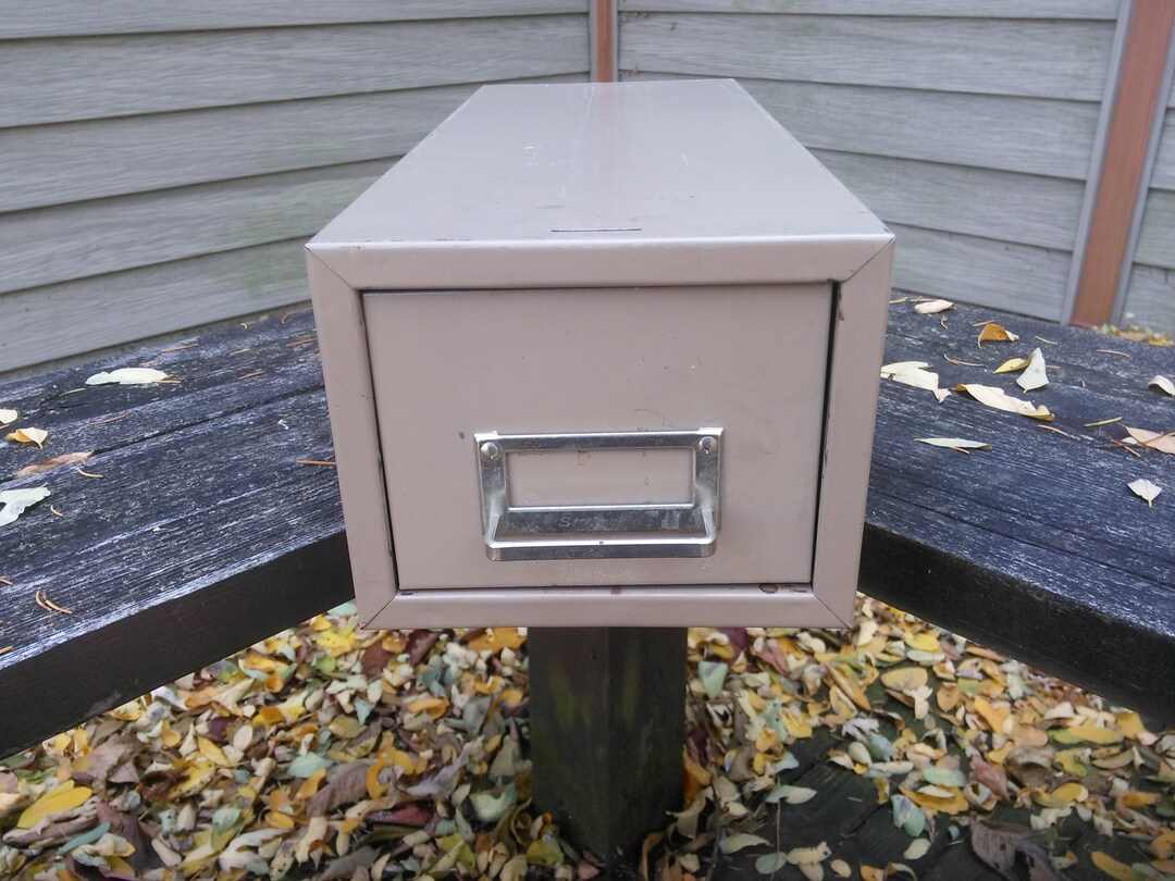 Vintage Card Catalog Cabinet Industrial Storage - Metal Card File ...