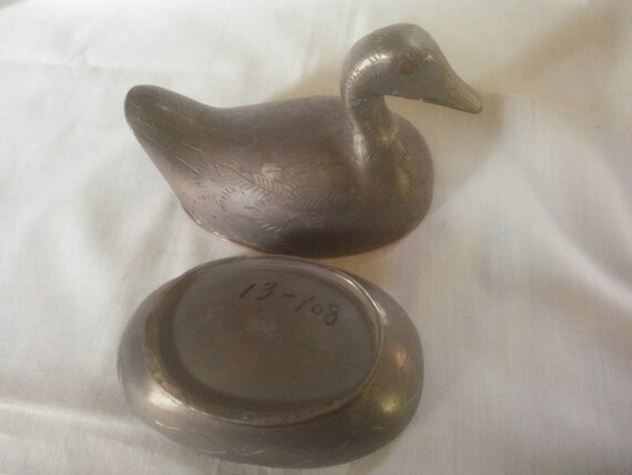 Vintage Metal Duck Trinket Box - Vintage Ring Box - M… - Gem