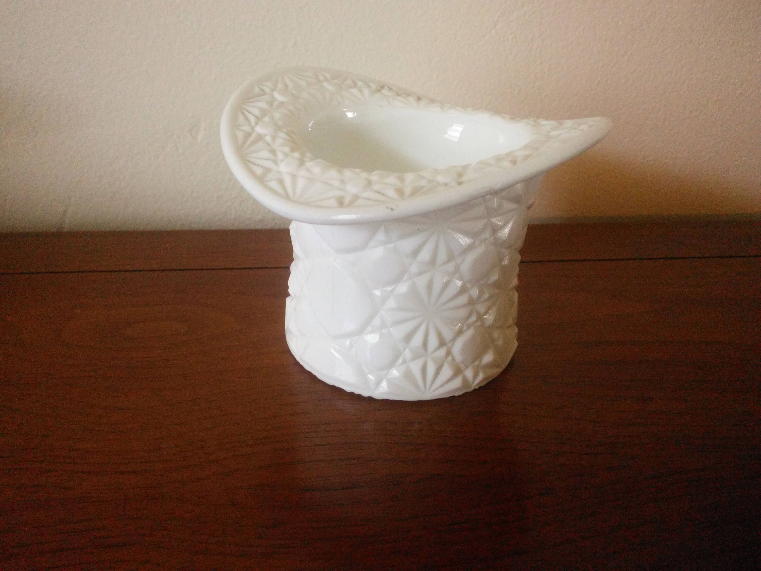 Vintage Milk Glass Hat White Milk Glass Top Hat Milk Glass | Etsy