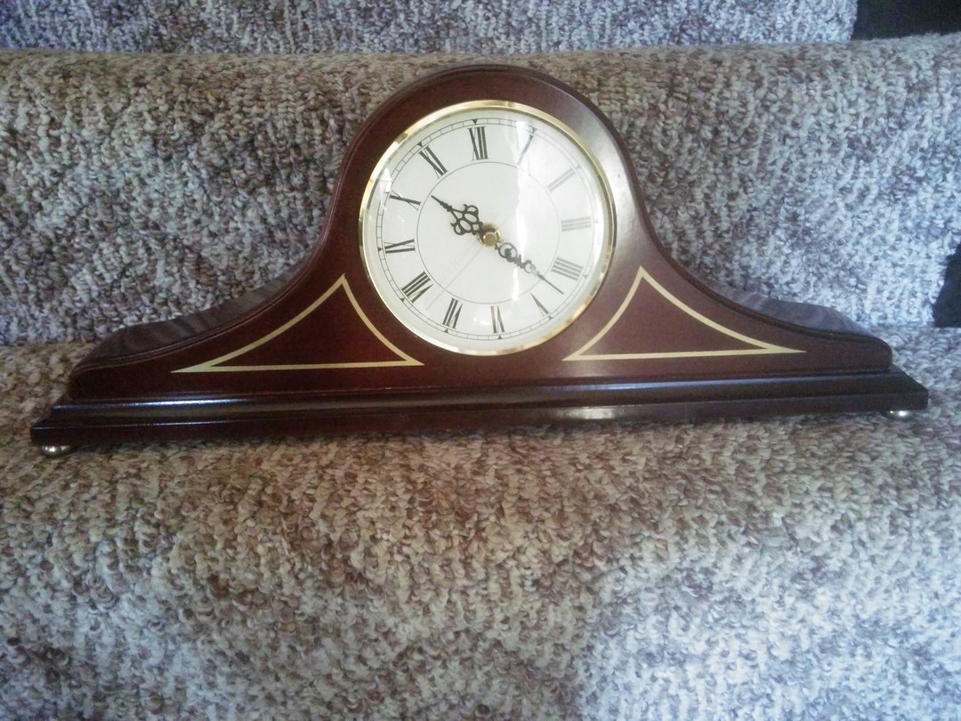 Vintage Mantel Clock - Cherry Wood Mantel Clock - Mantle Clock - Wood ...