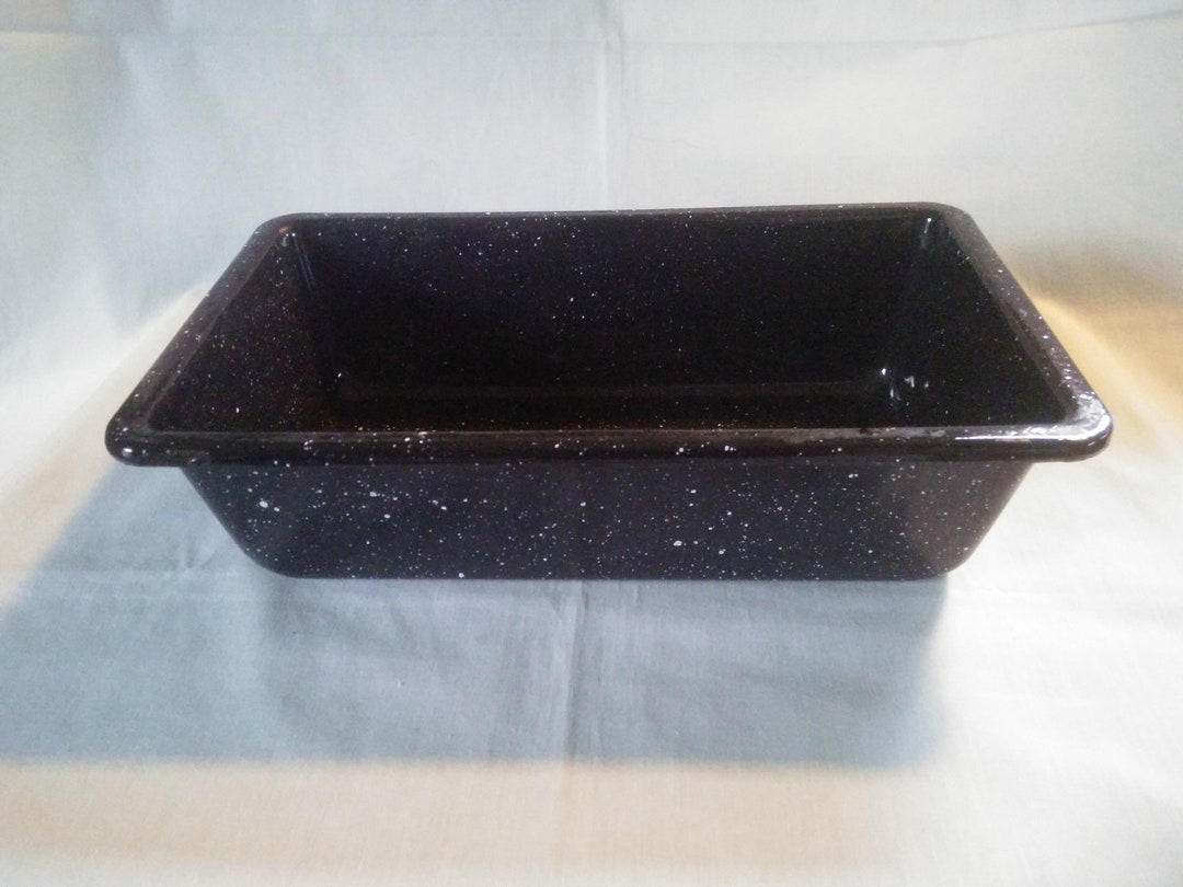 Vintage Black Speckled Enamelware Loaf Pan - Vintage Farmhouse ...