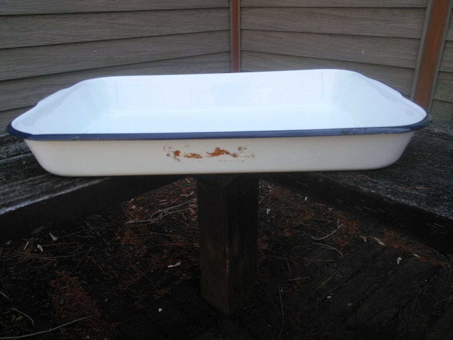 Vintage White and Black Enamelware Baking Pan - Lasagna Pan - White ...