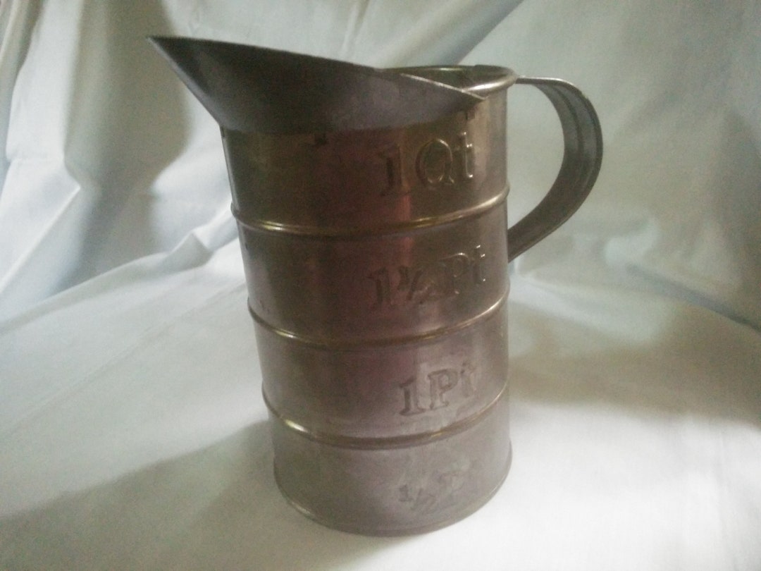 Vintage Metal Measuring Pitcher - Pitcher - Flower Pitcher - Vintage ...