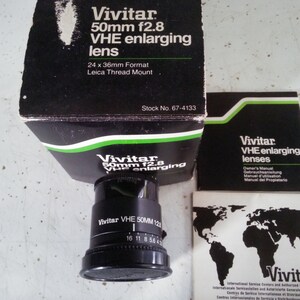 Vintage Vivitar Enlarging Lens - Vivitar 50 Mm F2.8 VHE Enlarging Lens ...
