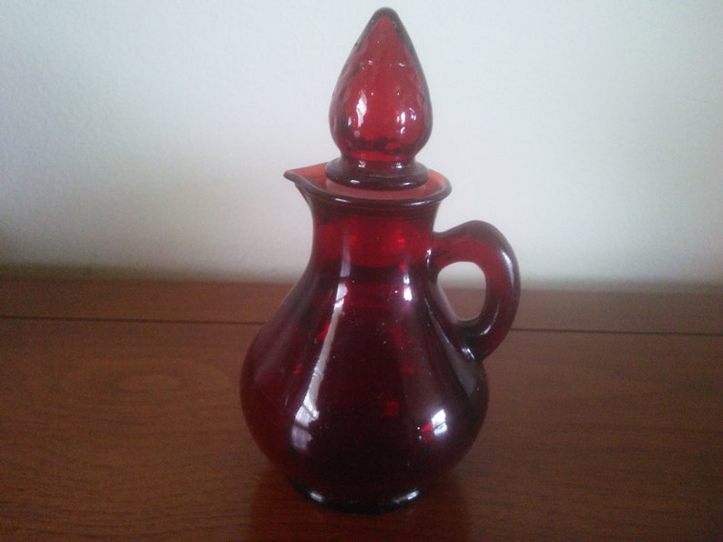 Beautiful Vintage Cruet Ruby Red Cruet Red Bottle With | Etsy