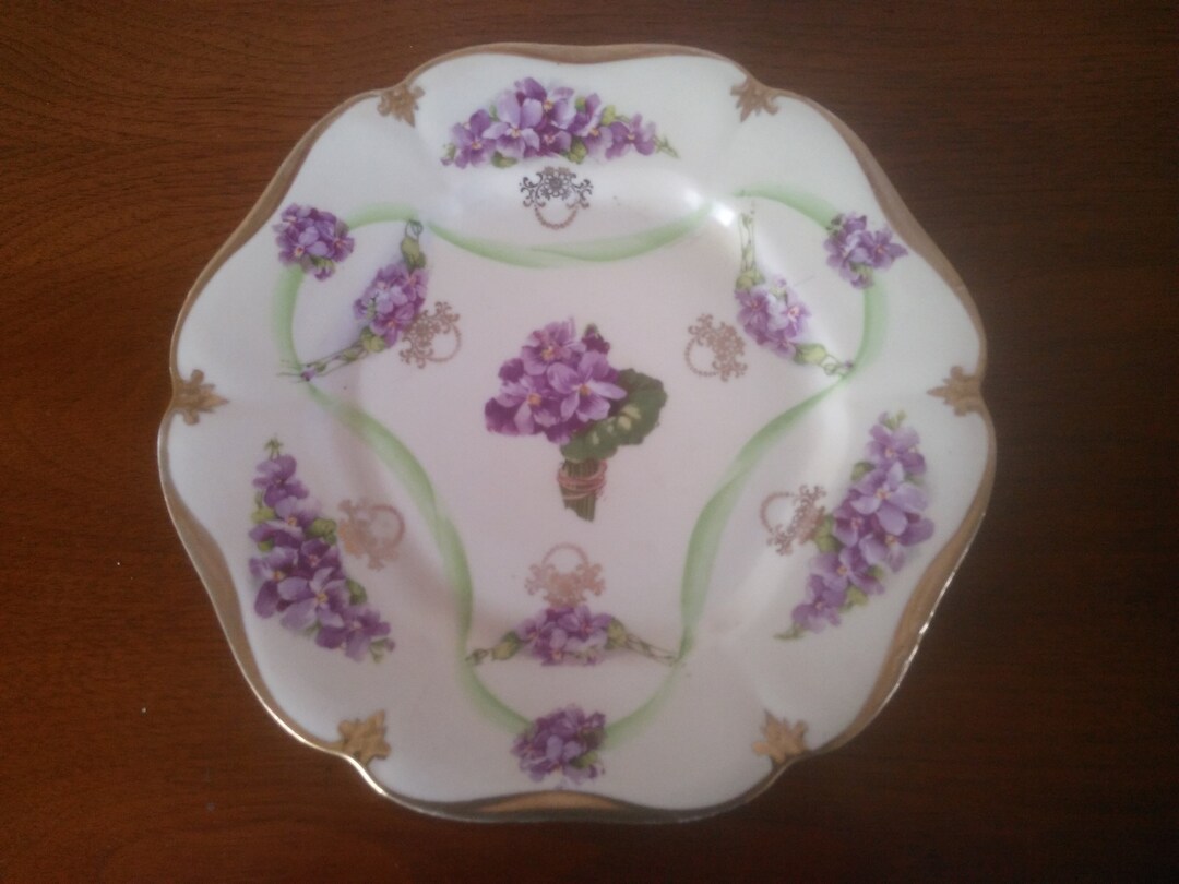 Beautiful Vintage Hand Painted Violet Plate - Violet Plate - Violets ...