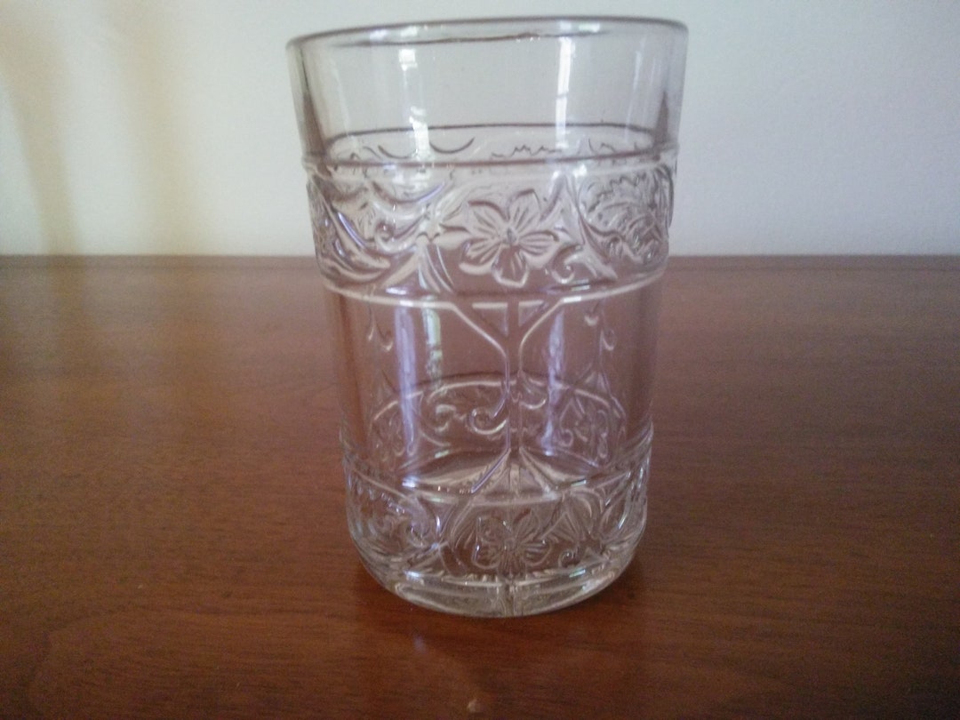 Vintage Clear Glass Tumbler - Tumbler - Pattern Glass - Water Glass ...