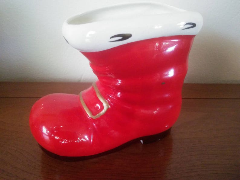 Vintage Christmas Boot Planter - Santa Boot Planter - Lefton Boot ...
