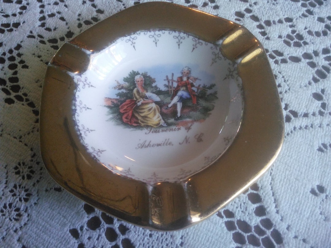 Vintage Ashtray - Crest-o-gold 22K - 22 Karat Gold Trimmed Ashtray ...