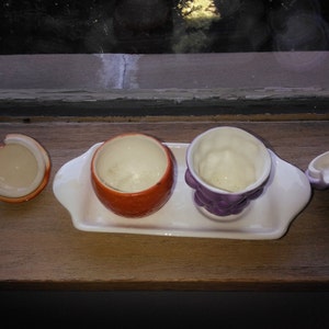 Vintage Five Piece Condiment Set - Lidded Orange and Grape Jars ...