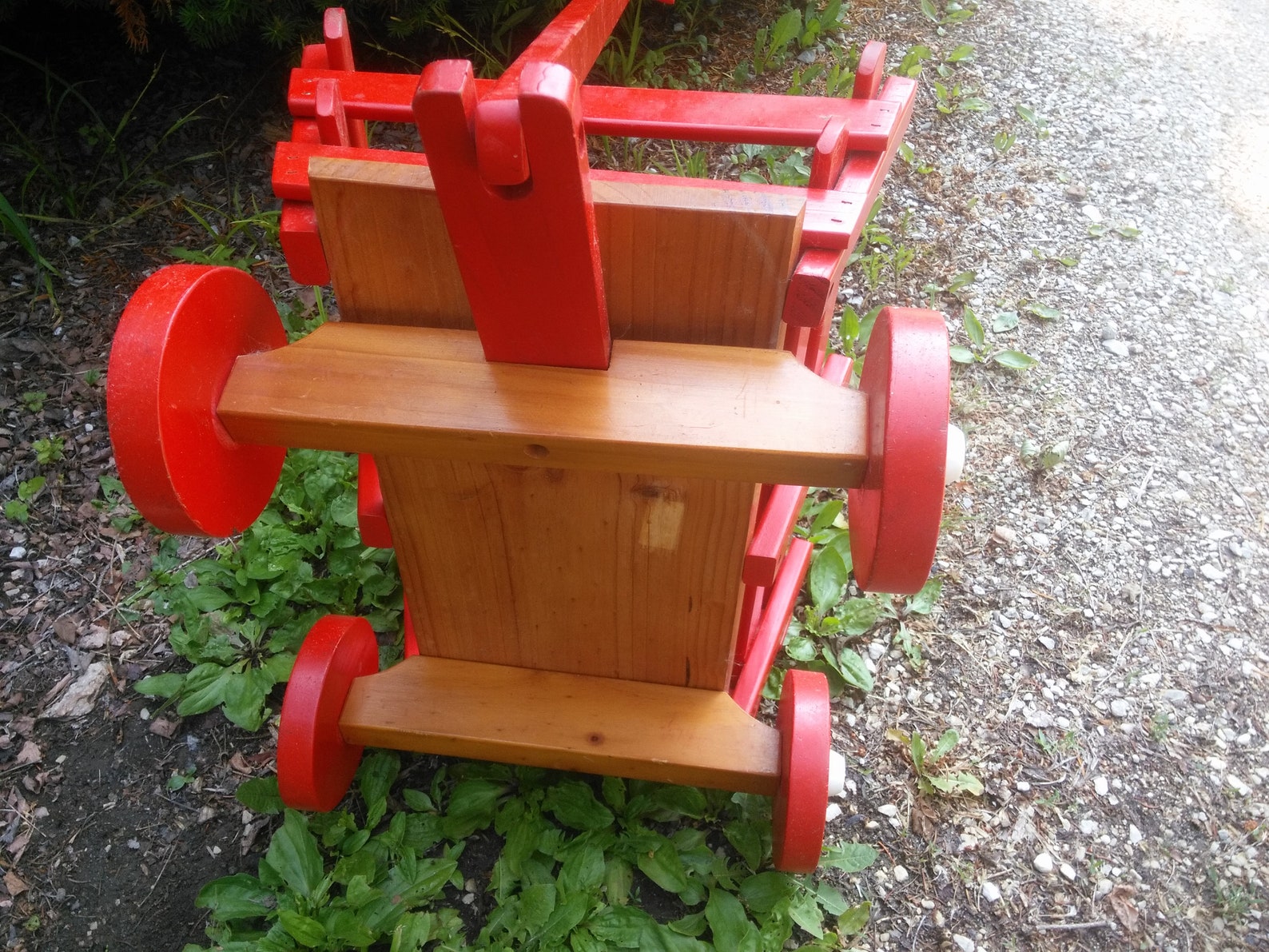 Vintage Red Wagon - Small Wagon - Red Wagon - Wagon With Wood Sides ...