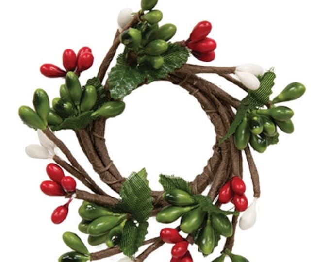 Holiday Pip Berry Taper Candle Rings Set of Four Red Green Cream 1.5 ...