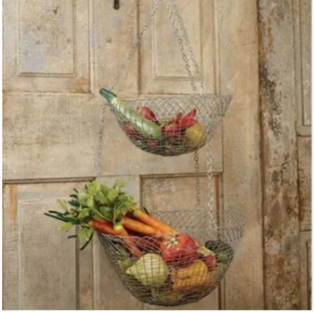 New Vintage Look Hanging Double Wire Baskets Farmhouse - Etsy